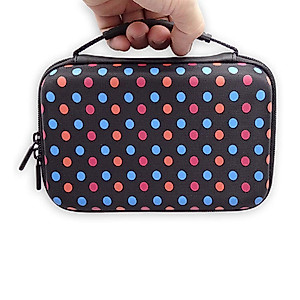 Soyan Hard Carrying Case for Nintendo New 3DS XL and 2DS XL, 16 Game Card Holders, with Carry Handle (Polka Dots)