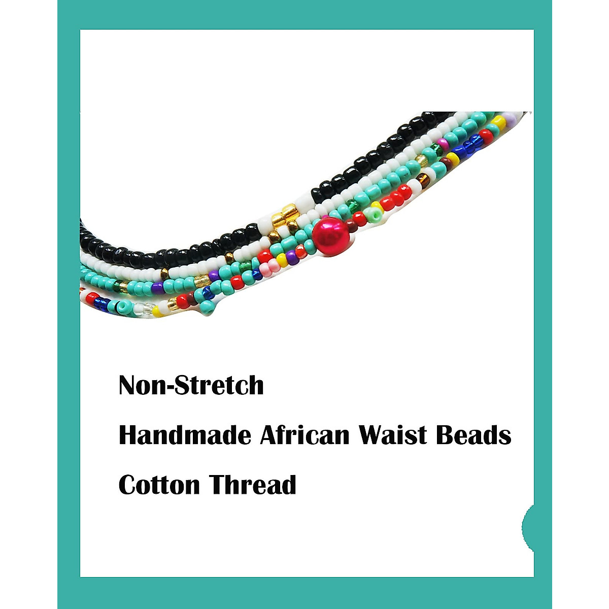 50 Inch Waist Beads for Women African Waist Beads Plus Size Layered Colorful Belly Beads Body Jewelry Non-Stretching Belly Chains（4PCSTurquoise)