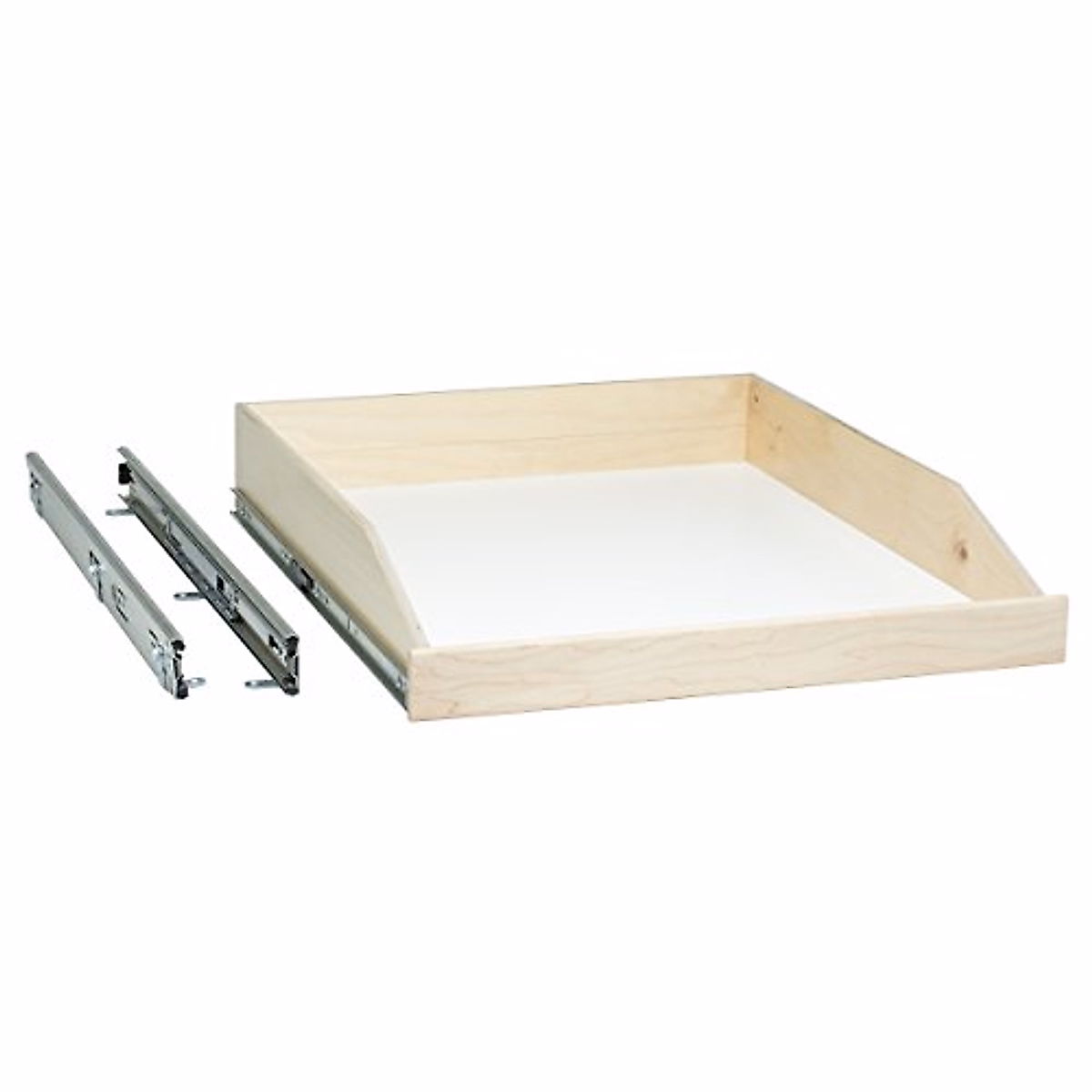 Slide-A-Shelf Made-to-Fit Slide-Out Shelf: Maple Wood Front with Full Extension Soft Close Rail