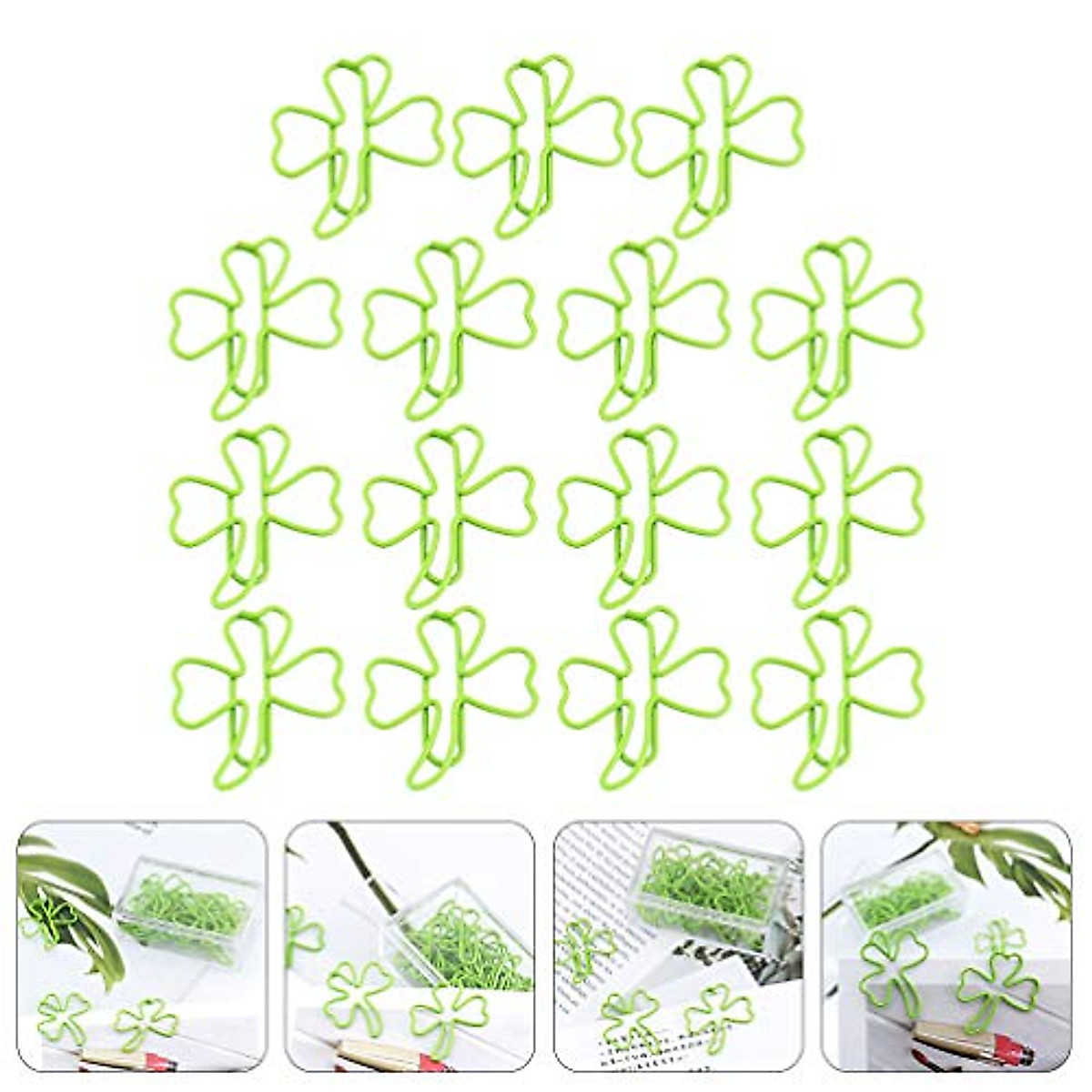 SOIMISS Test Paper Clips 45pcs Shamrock Clover Shaped Paper Clips Bookmark Clips for Office School Home Document Organizing Clover Shape Clips