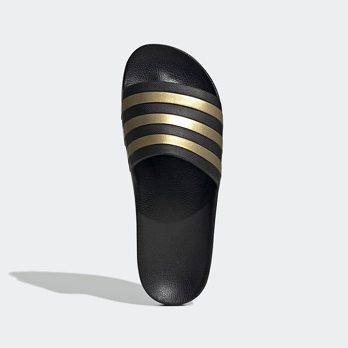 adidas unisex adult Adilette Aqua Slide Sandal, Core Black/Gold Metallic/Core Black, 11 Women Men US