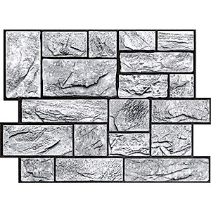 Retro-Art 3D Wall Panels, Pack of 10, Natural Stone Blocks in Grey, PVC, 17.5" x 23.75", Cover 28.86 sq.ft. 573SG