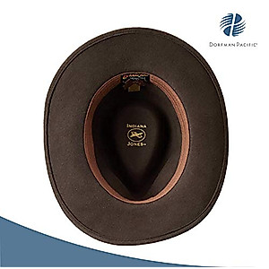 Indiana Jones Men's Crushable Wool Felt Fedora Hat, Brown, X-Large