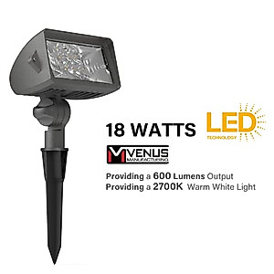 VENUS MANUFACTURING 2 Pack Low Voltage Wall Wash Lights 12V LED Landscape Lighting 18 Watt 600 Lumen Flag Light 2700K Warm White Metal Outdoor Spotlight Black Trees Light for Garden & Yard
