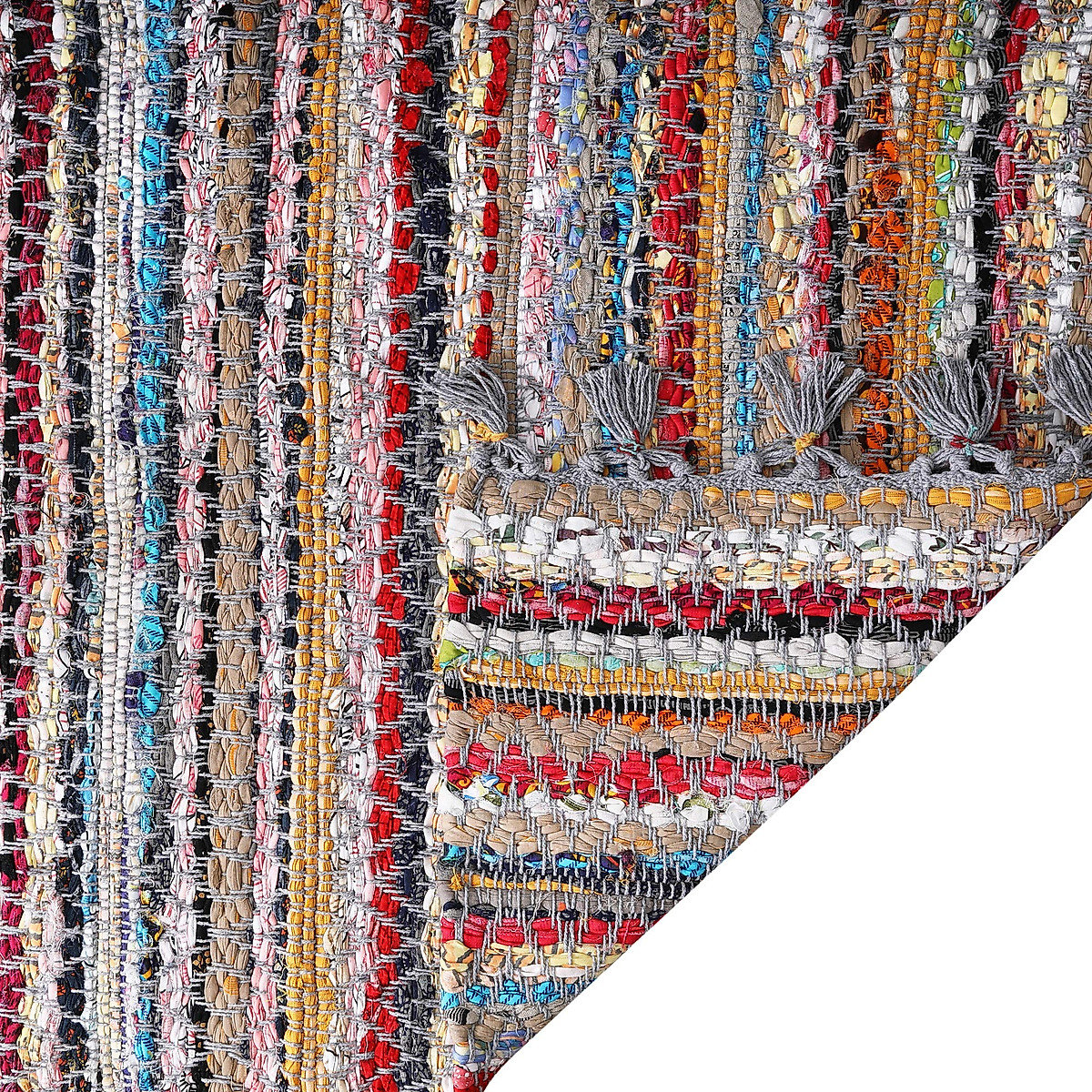100% Cotton Rag Rug 2x3' Washable Multicolor Chindi Rug - Hand Woven & Reversible for Living Room Kitchen Entryway Rug -Multi Color, Farmhouse Rug.