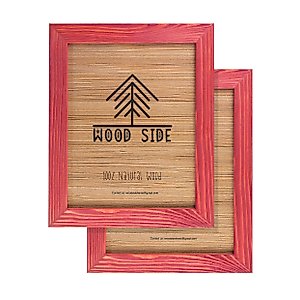 8.5 x 11 Wooden Rustic Picture Frames - Set of 2 for Diploma Documents and Certificates Wall Mount and Tabletop - Natural Wood Photo Frame - Red