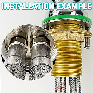 YooGyy 24" Length Bathroom Kitchen Faucet Connector Water Supply Line, Durable Braided Steel Hot and Cold Water Lines Faucet Hose 3/8" female compression thread x M10 male connector