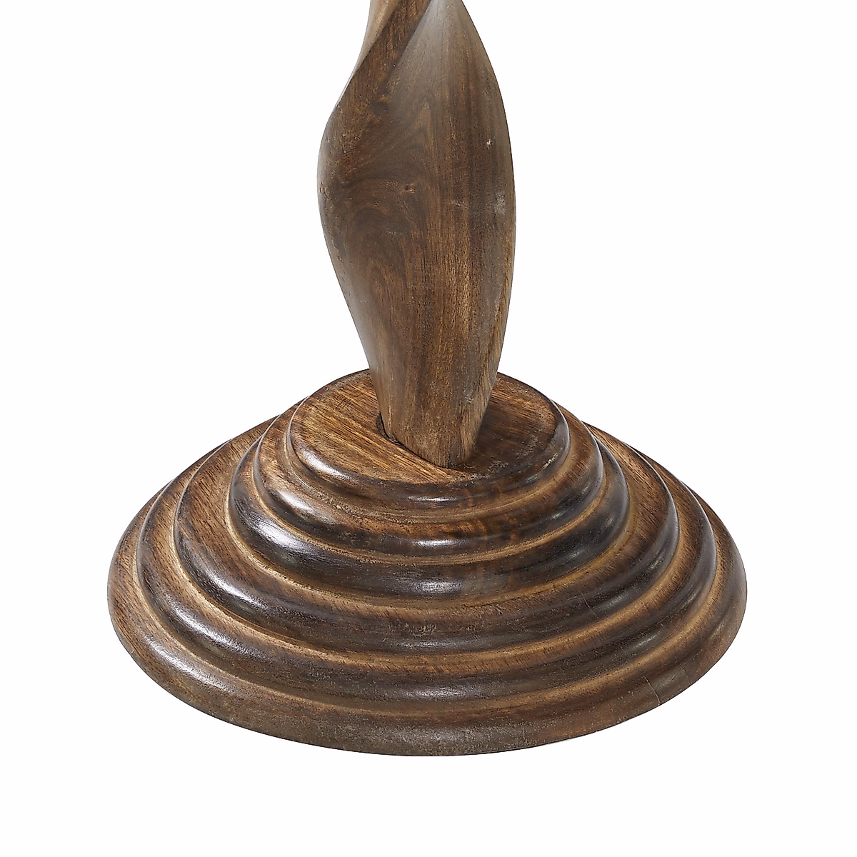 Deco 79 Mango Wood Floral Handmade Intricately Carved Accent Table with Spiral Leg and Elevated Base, 18" x 18" x 22", Brown