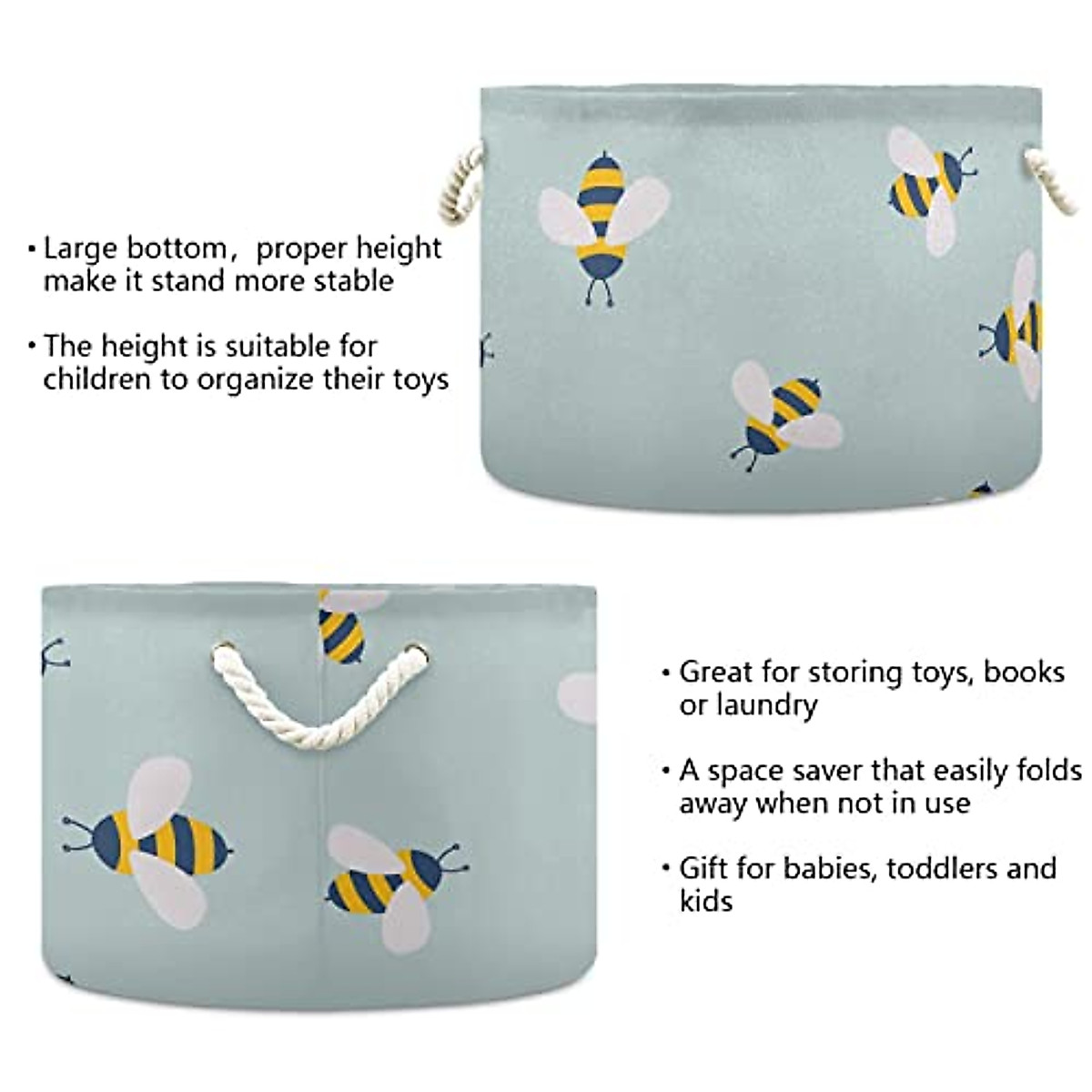 xigua Cotton Rope Basket Bee Baby Laundry Basket Blanket Kids Toy Storage Basket Glove Box