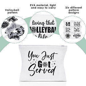 Saintrygo 54 Pieces Volleyball Pouch EVA Matte Small Makeup Bag with Words Volleyball Gifts Volleyball Party Bags Sport Waterproof Cosmetic Bags Portable Volleyball Pencil Case with Zipper for Women
