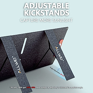 ALLWEI 100W Portable Solar Panel for 300/500 Power Station Solar Generator, 18V Foldable Solar Battery Charger with Adjustable Kickstand, Waterproof IP68 for Camping Trip Outdoor RV Blackout