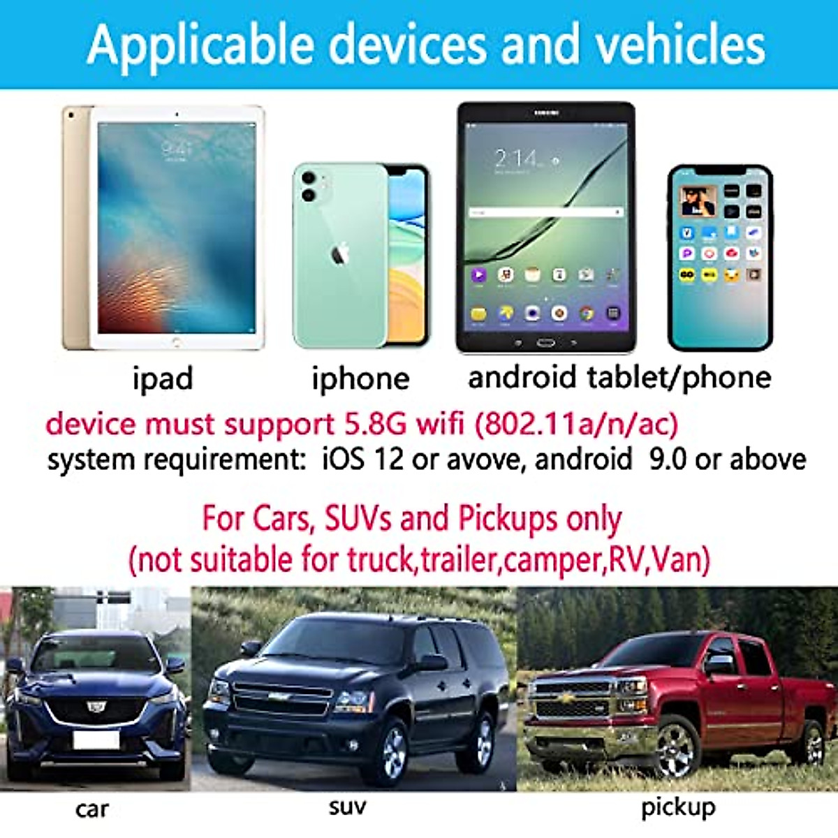 Casoda Latest HD1080P WiFi Wireless Backup Camera for iPhone and Android, Ultra Strong Signal Smooth Video, Crystal Clear Picture, Easy to Install (Mini for Cars SUVs and Pickup Only)