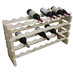 DisplayGifts Magnum Bottle Stackable Modular Wine Rack Storage Stand Wooden Holder Shelves WN50-1500 ml/1.5 Liter (Natural Wood, Unstained)