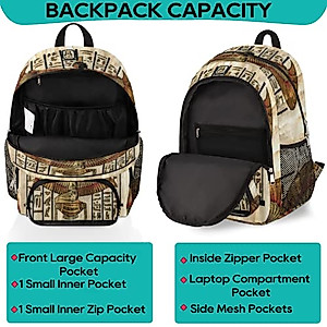 TropicalLife Ancient Egypt Egyptian School Backpack for Men Women, Laptop Backpack Bookbag for Students College Business Travel with Chest Strap 16.7 Inch