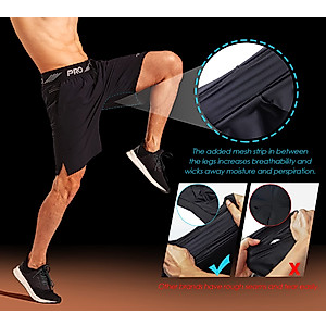 ACESHIP 2 Pack Workout Running Shorts Quick Dry Athletic Shorts 5" and 9" Lightweight Gym Shorts with Zipper Pockets Black