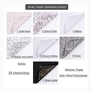 FWSA WRAPS Korean Tissue Paper for Flowers Bouquet Inside Lining Paper Shoes Clothes Packaging Supplies 28 sheets/bag 19.7 x 27.5 inches (4 Black and White)