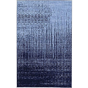Unique Loom Del Mar Collection Area Rug-Transitional Inspired with Modern Contemporary Design, Rectangular 5' 1" x 8' 0", Blue/Navy Blue