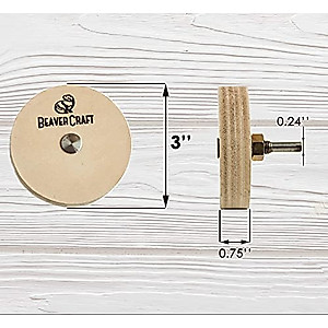 BeaverCraft PW1 Sharpening Wheel Stropping 3" Wheel Leather Wheel Honing Wheel Leather Polishing Wheel Knife Sharpening Wheel Kit Leather Stropping Buffing Wheel Leather Strop Wheel
