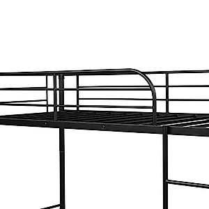 Harper & Bright Designs Twin Over Twin Metal Bunk Bed with Removable Ladder, Heavy Duty Bed Frame with Safety Guard Rails for Kids Teens Adults, Black