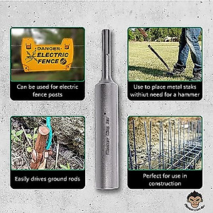 Monkey King Bar -SDS Plus Bits -5/8" and 3/4" Diameter Ground Rod Driver Use for SDS Plus Hammer Drills Bits