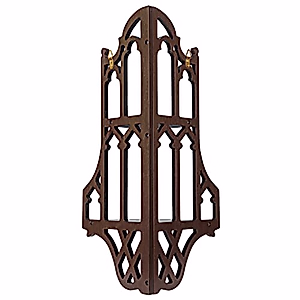 Design Toscano Canterbury Cathedral Gothic Wooden Corner Shelf, 25 inch, walnut
