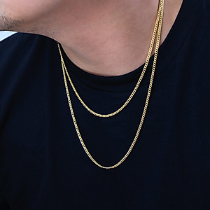 Nuragold 10k Yellow Gold 3mm Miami Cuban Link Chain Pendant Necklace, Mens Womens Jewelry 16" 18" 20" 22" 24" 26" 28" 30"