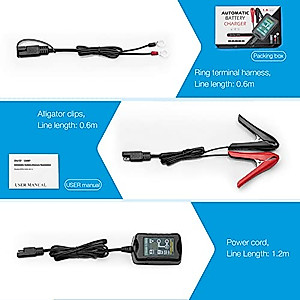 EBL 6V 12V Battery Charger 1.5A Car Charger - Portable Automotive Car Battery Charger Trickle Charger Battery Maintainer with Temperature Compensation for Cars, Motorcycles, Boats, ATVs, RVs