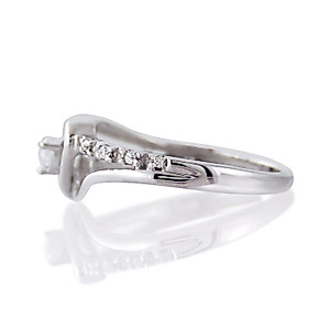 14K White Gold Over Round Cut White Diamond Set Hearts Shape Wedding Engagement Ring In 925 Sterling Silver for Women's