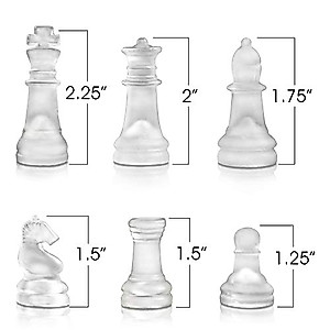 Gamie Glass Chess Set, Elegant Design - Durable Build - Fully Functional - 32 Frosted and Clear Pieces - Felted Bottoms - Easy to Carry - Reassuringly Stable (10 Inch)