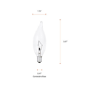 SYLVANIA Double Life Incandescent Light Bulb, B10, 25W, 150 Lumens, 2850K, Candelabra Base, Clear, Soft White - 4 Pack (13306)