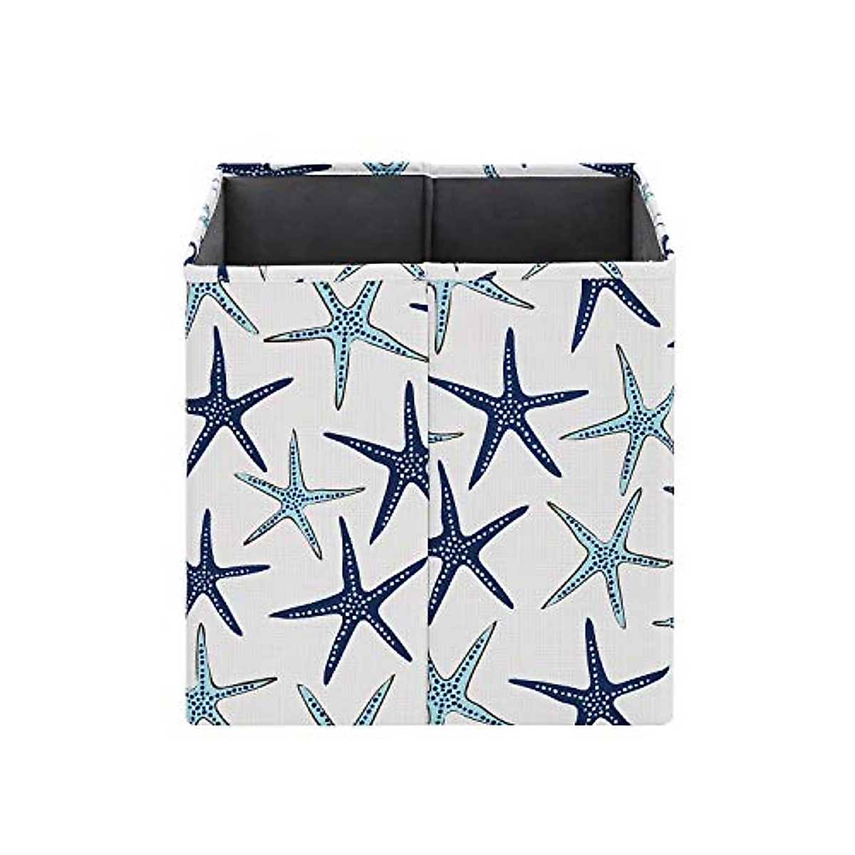 Linon White and Blue Starfish Print-Set of 2 Dawes Storage Bins