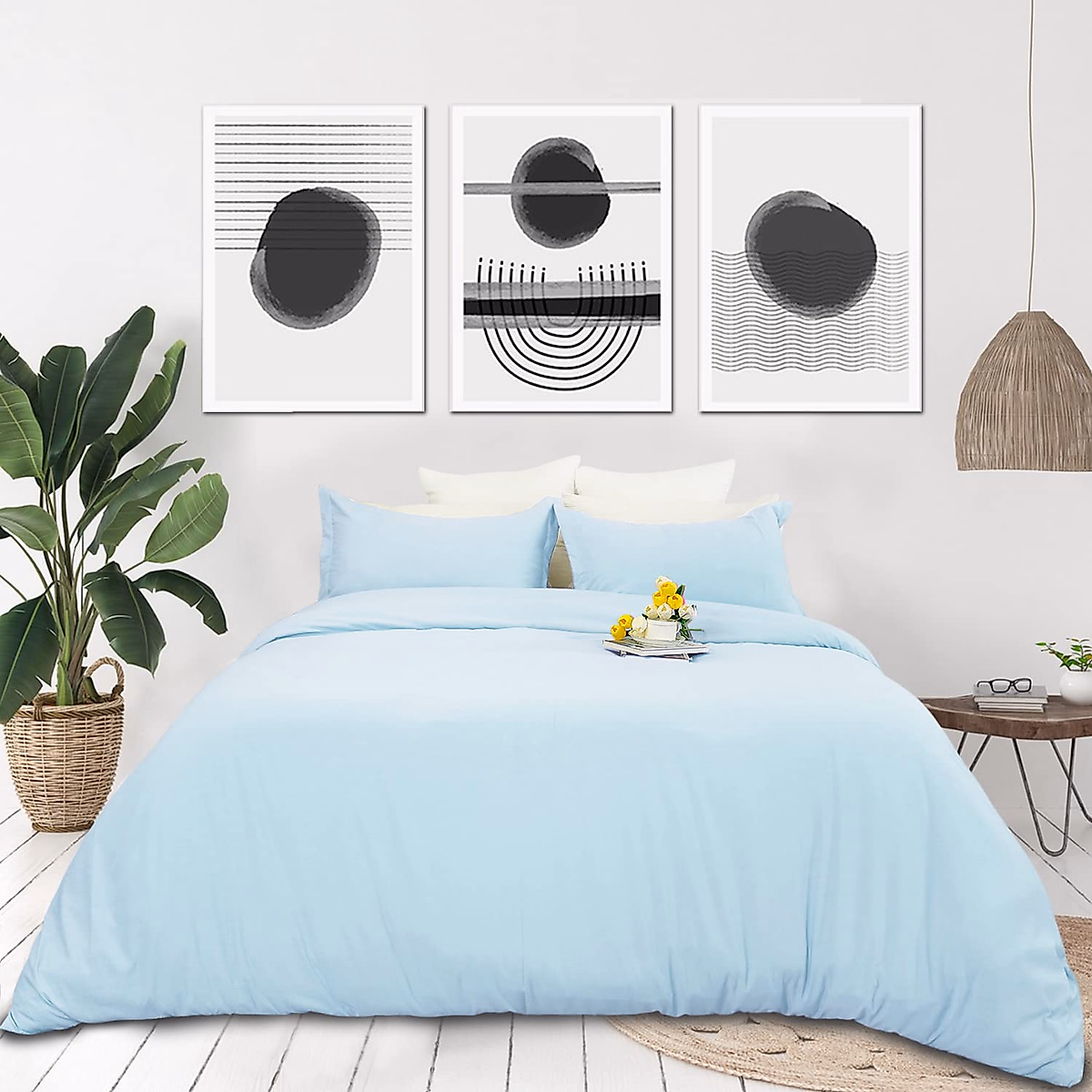 Helthep Duvet Cover King Size, Soft King Duvet Cover Set, 3 Pieces Double Brushed King Size Duvet Covers with Zipper Closure, 1 Duvet Cover 90x104 inches and 2 Pillow Shams（Blue）…