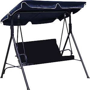 JEWELTH Replacement Swing Seat Cover, 600D Oxford Cloth Waterproof 2/3 Seat Patio Swing Seat Replacement Covers for Outdoor Porch Garden Yard Swings (Black/45.27’’x18.89’’x18.89’’)