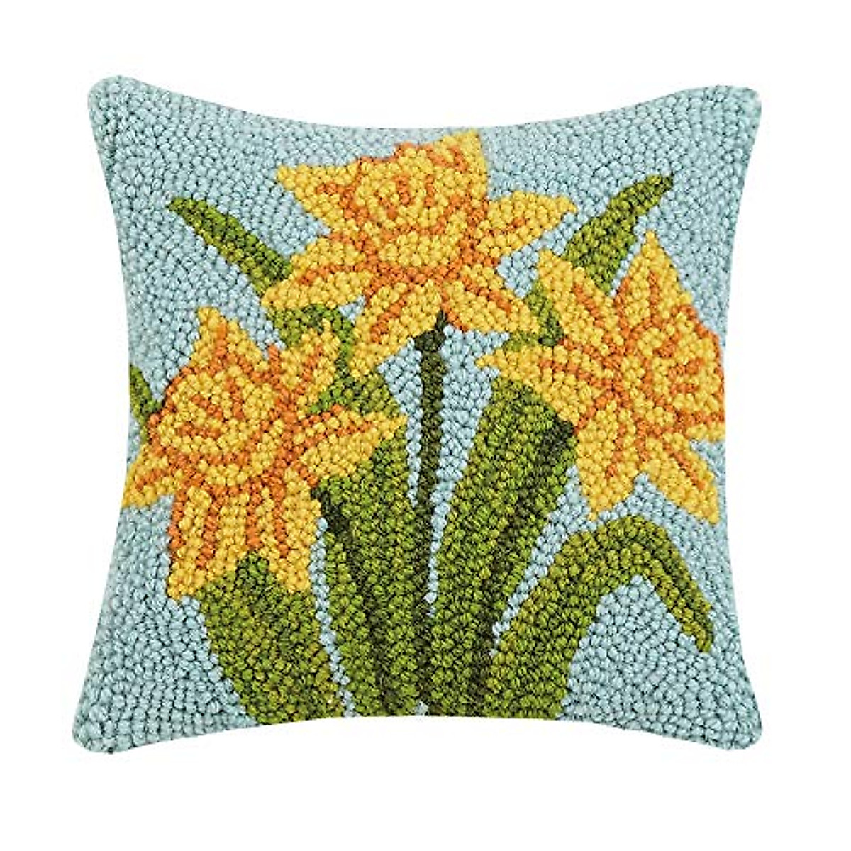 Peking Handicraft 30JES1593C10SQ Daffodil Hook Pillow, 10-inch Square, Wool and Cotton