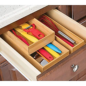 iDesign 41850 InterDesign Stackable Box-Bamboo, 3” x 12” x 2” Formbu Drawer Organizer - 3" x 12" x 2", 3" x 12"