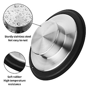 ROYALEAD 2pcs Sink Bath Plug 86mm Stainless Steel Chain Hook Simple Installation for Kitchen Bath Sink Drain Stopper Plug