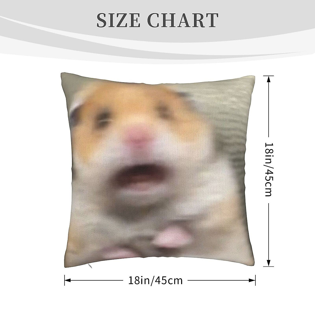 Scared Hamster Cute Throw Pillow Covers Novelty Square Pillow case Home Decorative Bedroom Couch Sofa Cushion case 18x18 in