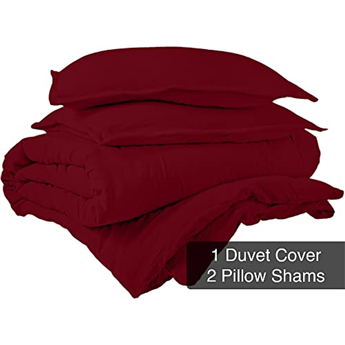 ROYALE Burgundy Duvet Cover Queen Size - Washed Duvet Cover Set, 3 Piece Double Brushed Duvet Covers with Button Closure & Corner Ties - 1 Duvet Cover 90x90 inches and 2 Pillow Shams - Comforter Cover