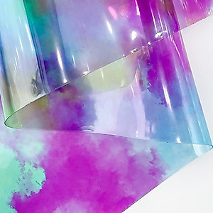 ONEART | Purple Tie Dye Fashion Clear TPU Vinyl, 0.4 mm Transparent Waterproof Jelly Roll for Creating Bows, Jewelry, Embroidery, Appliques