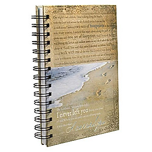 Hardcover Journal Footprints In The Sand Poem Beach Inspirational Wire Bound Notebook w/192 Lined Pages, Large