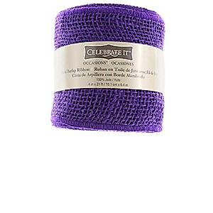 Celebrate IT- Purple 4" Burlap Wired Ribbon x 21 ft