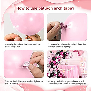 Pink and Black Balloon Garland Kit, 114 Pcs Hot Pink Pastel Pink Black White Confetti Latex Balloons Mouse Theme Balloon Arch for Girls Women Birthday Wedding Baby Bridal Shower Party Decorations
