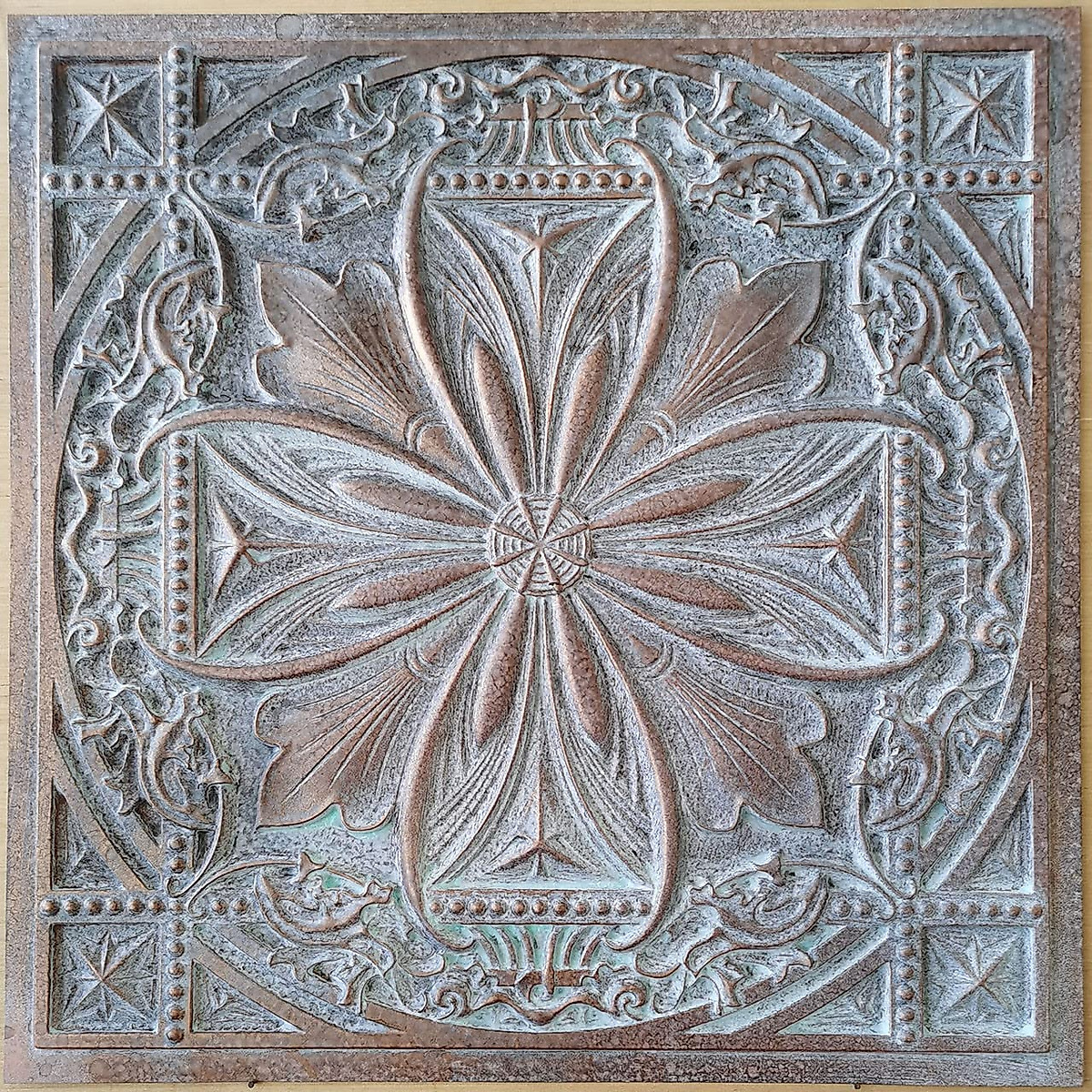 From Plain To Beautiful In Hours DCT10 Milan PVC 2' x 2' Lay-in or Glue-up Ceiling Tile (Covers / 40 sq.ft), Weathered Copper, 10 Piece