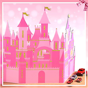 Watersay Pink Castle Cardboard Princess Party Decoration Castle Table Decoration Princess Birthday Backdrop Princess Theme Halloween Baby Shower Wedding Fairy Tale Photography Background