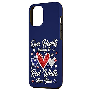 iPhone 13 Pro Max Cute Hearts In Colors Of American Flag For Patriotic Women Case