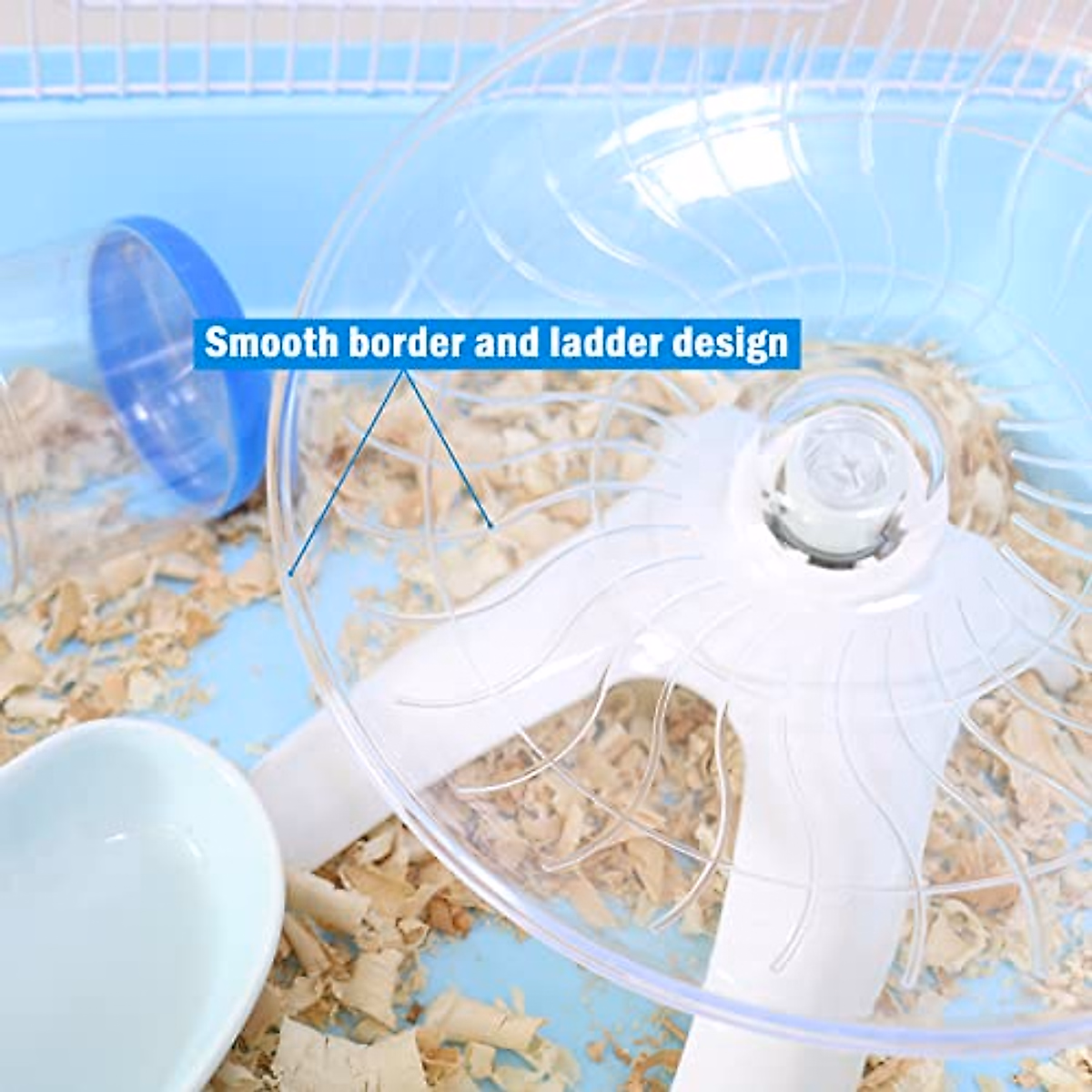 Hamster Flying Saucer, Hamster Wheel Mouse Spinner Wheel with Guinea Pig Water Feeder Bottle, Gerbils Ceramic Food Bowl, Total 3 Pack