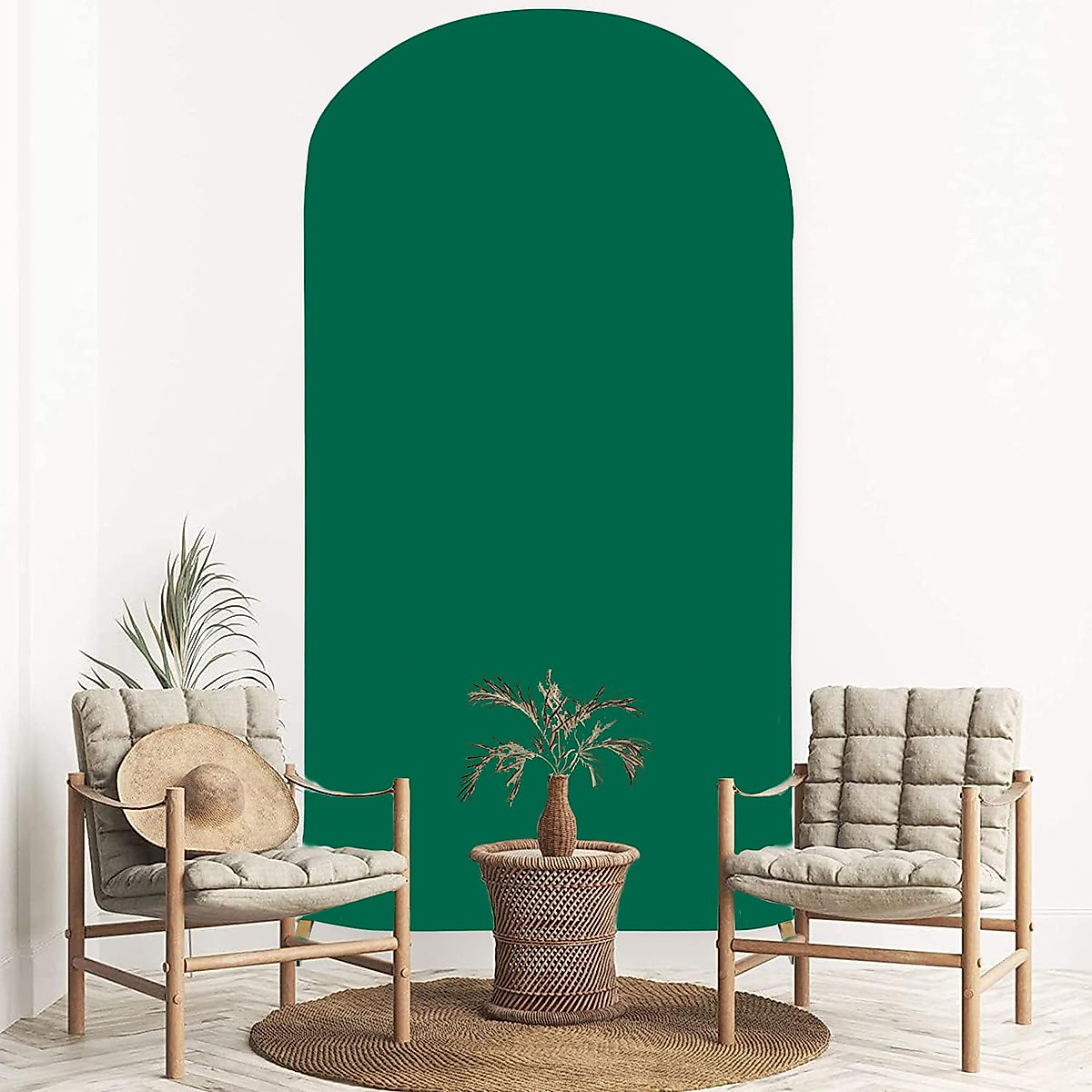 FOTSHARER Wedding Arch Cover 6FT Emerald Green Arch Cover Bakcdrop Fabric Chiara Arch Backdrop Cover for Balloon Party Arch Covers Stretchy Backdrop Round Top Arch Stand Cover for Birthday Decorations