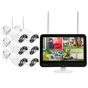 XMARTO 2K QHD Wireless Security Camera, 10CH 4K HD NVR with 12.1" HD Screen and 6X 2K Add-on WiFi Security Camera System