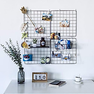 devesanter DS Grid Photo Wall Wire Grid Panel Picture Display Iron Decorative Rack Photograph Wall Ins Photo Wall 12x12 Inches Set of 4 (Black)