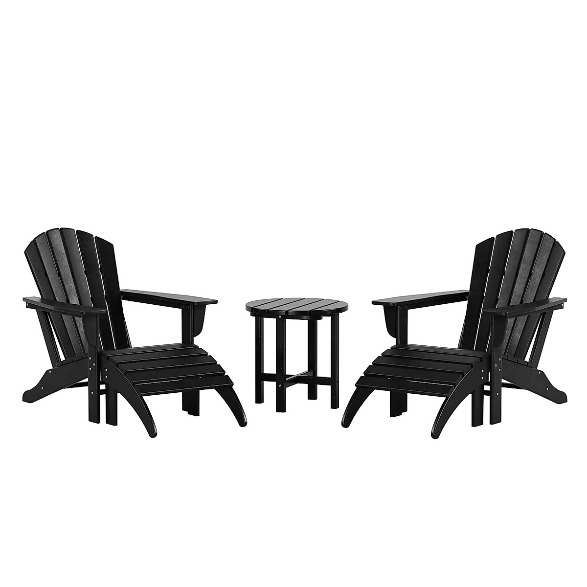WestinTrends Dylan Outdoor Adirondack Chair with Ottoman and Side Table 5-Piece Set Black